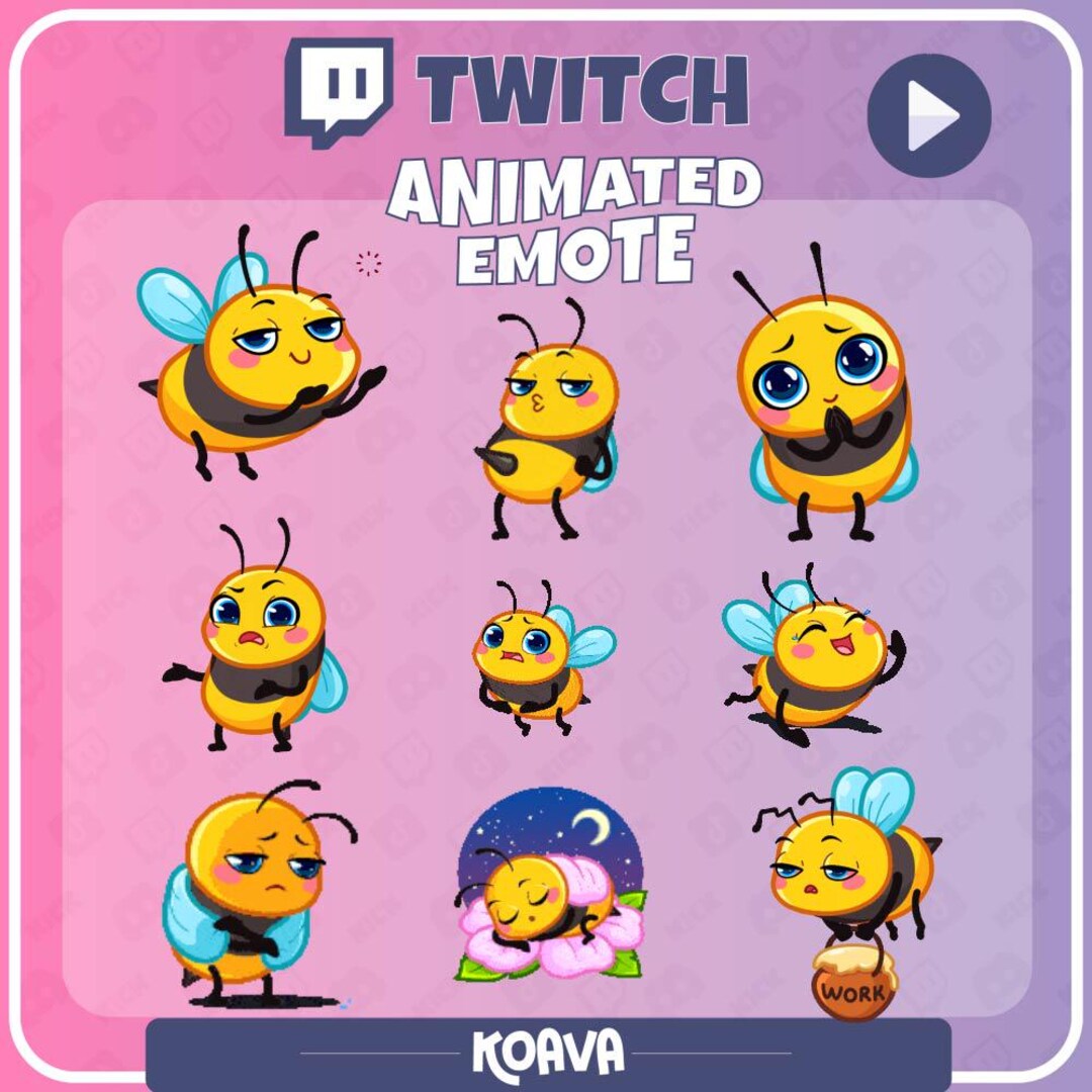Animated Bee Twitch Emotes: Streamer Bundle (instant Download ...