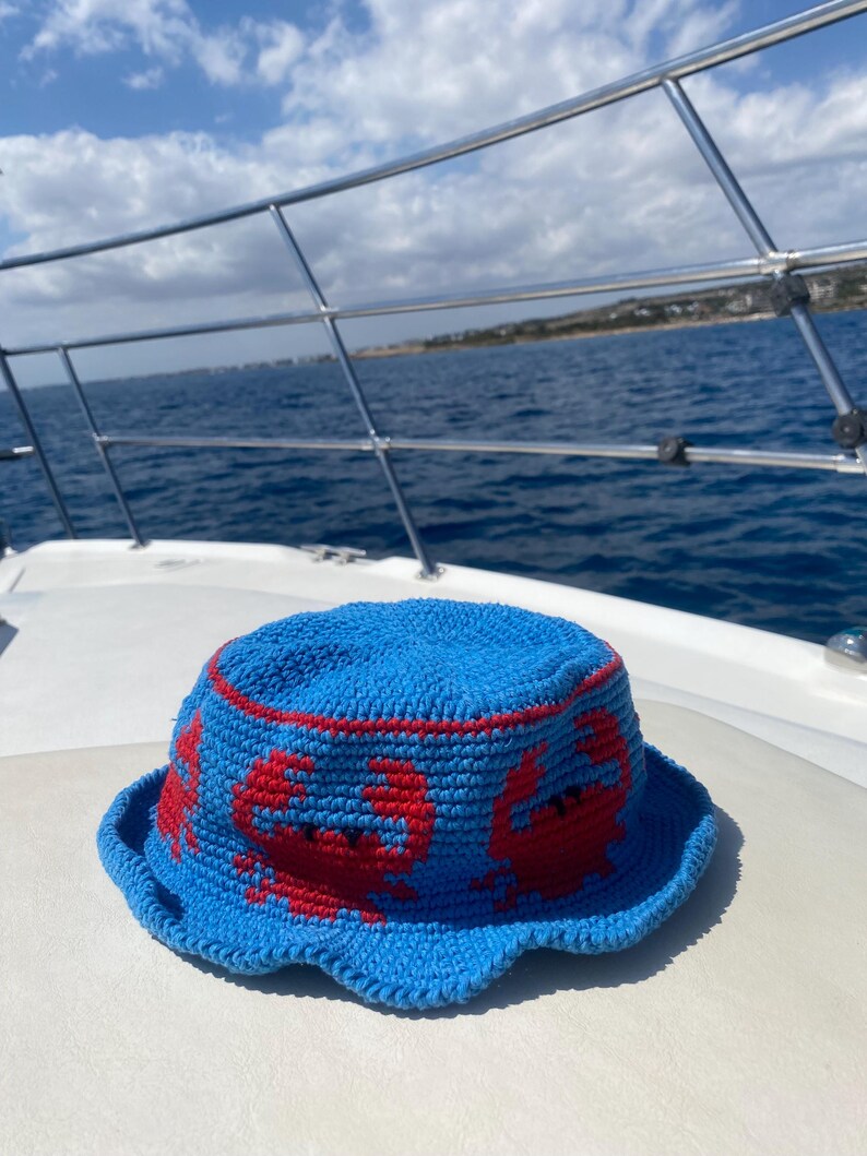 Cute Crochet Crab Hat, Handmade Crochet Summer Bucket Hat, Summer Knit ...