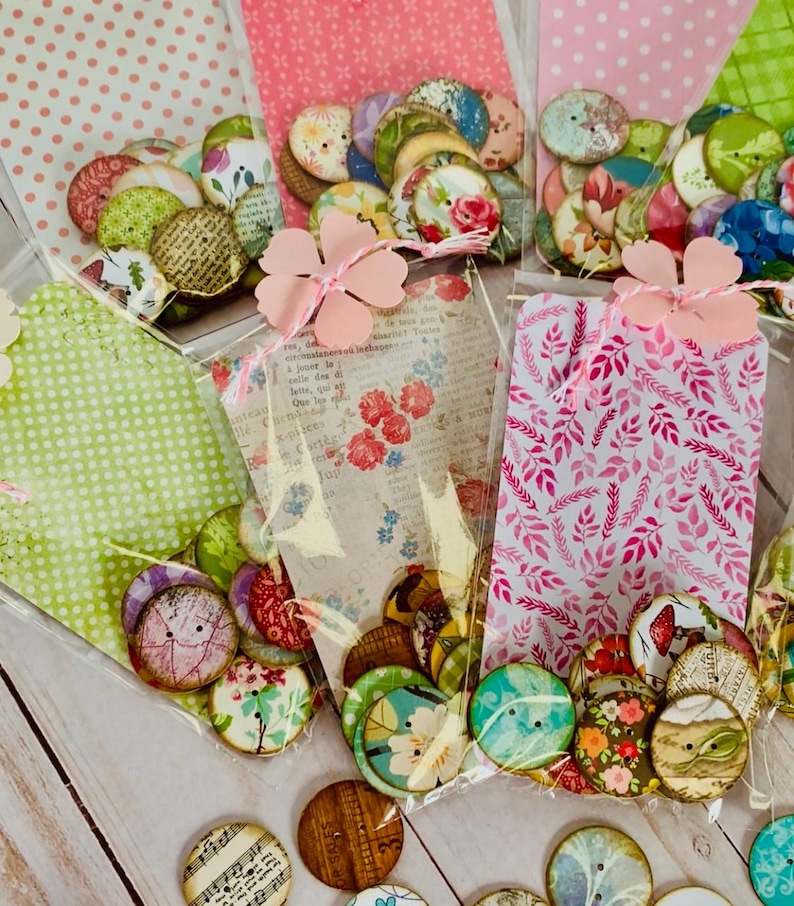 Paper Journal Buttons: Mixed Media Art Embellishments, 20-pack - Etsy
