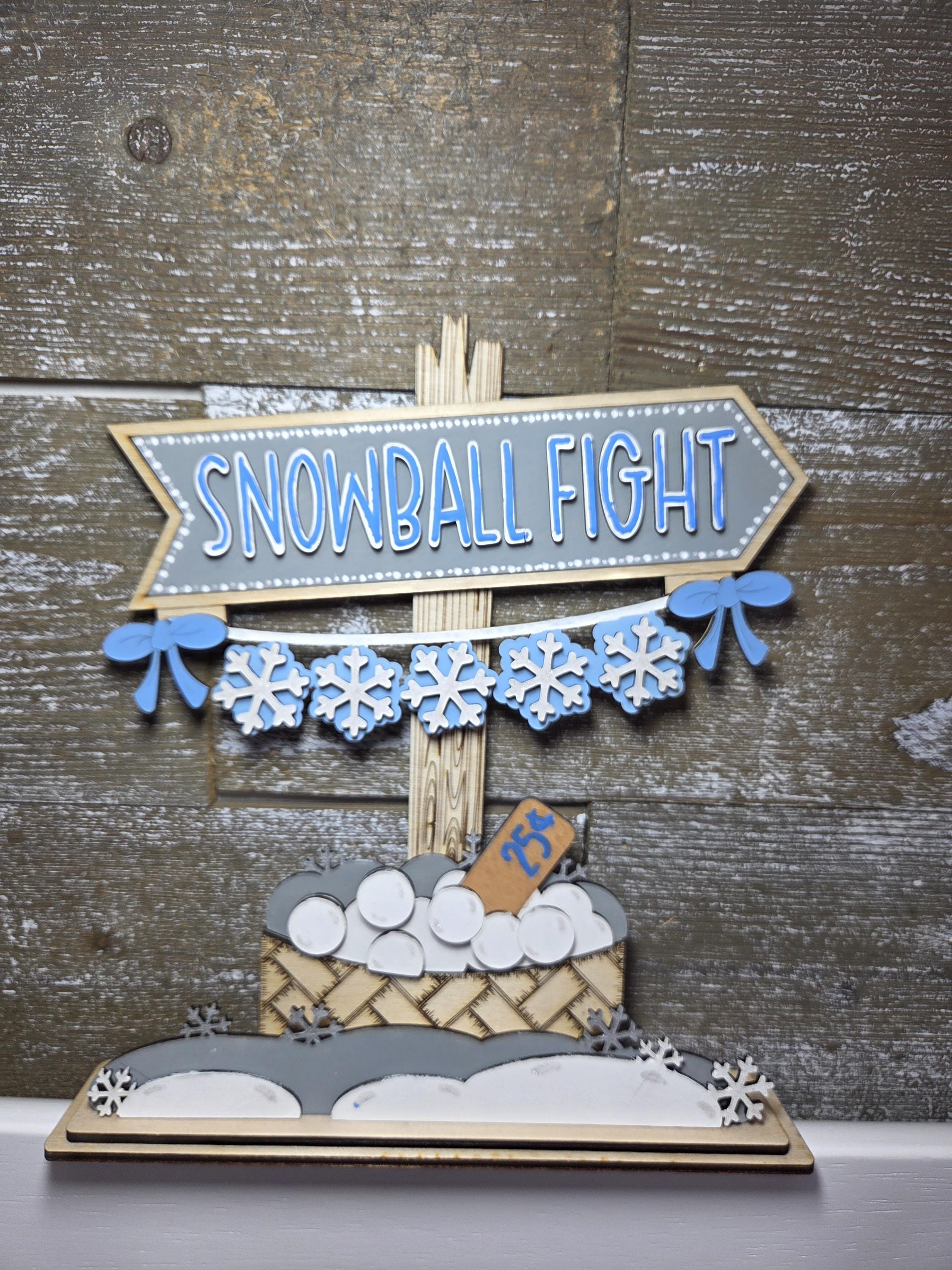 Snowball Fight Paintable Insert Kit: Laser Cut Wood Arrow Sign - Etsy