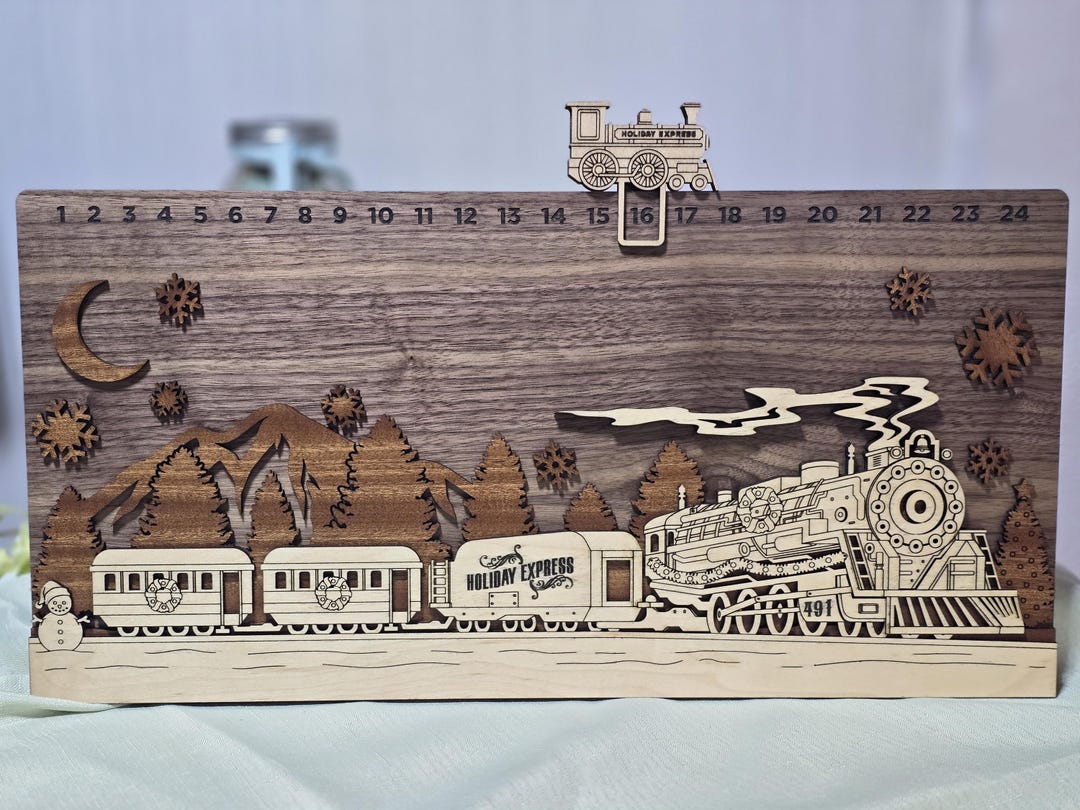 Holiday Express Train Countdown Calendar | Wooden Advent Décor | Laser ...