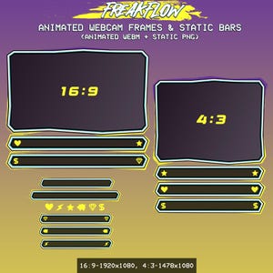Animated Neon Yellow and Purple Stream Overlay Bundle - Vibrant Modern ...