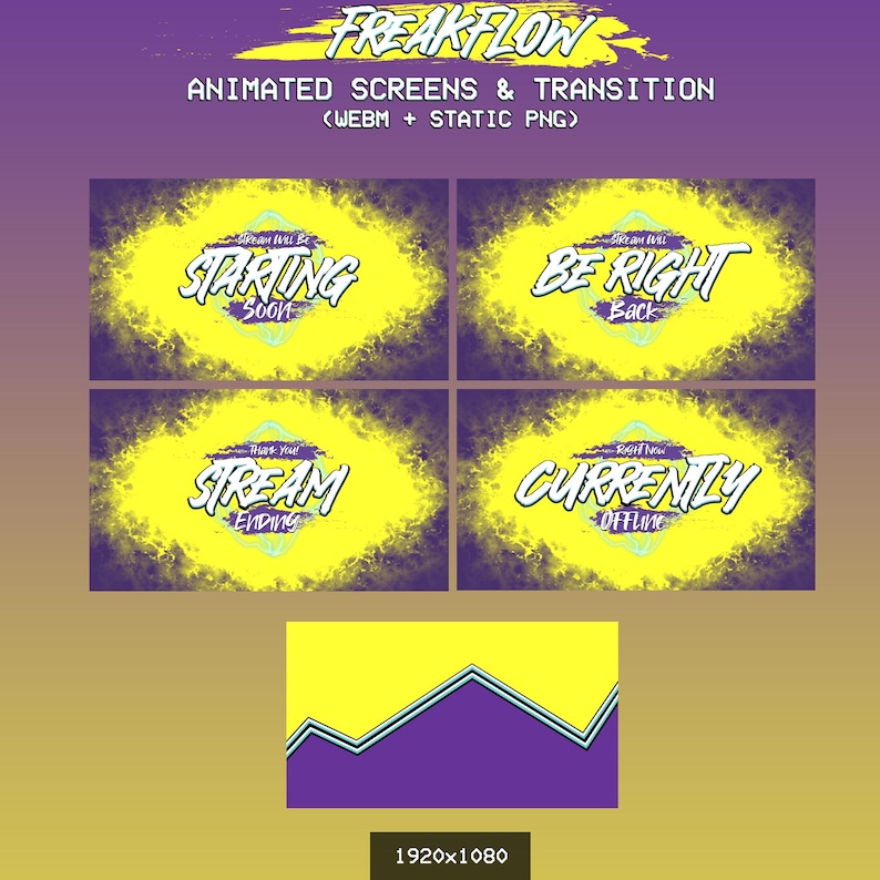 Animated Stream Screens and Transition - Neon Yellow Purple BRB and ...
