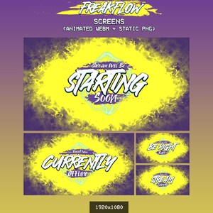 Animated Neon Yellow and Purple Stream Overlay Bundle - Vibrant Modern ...