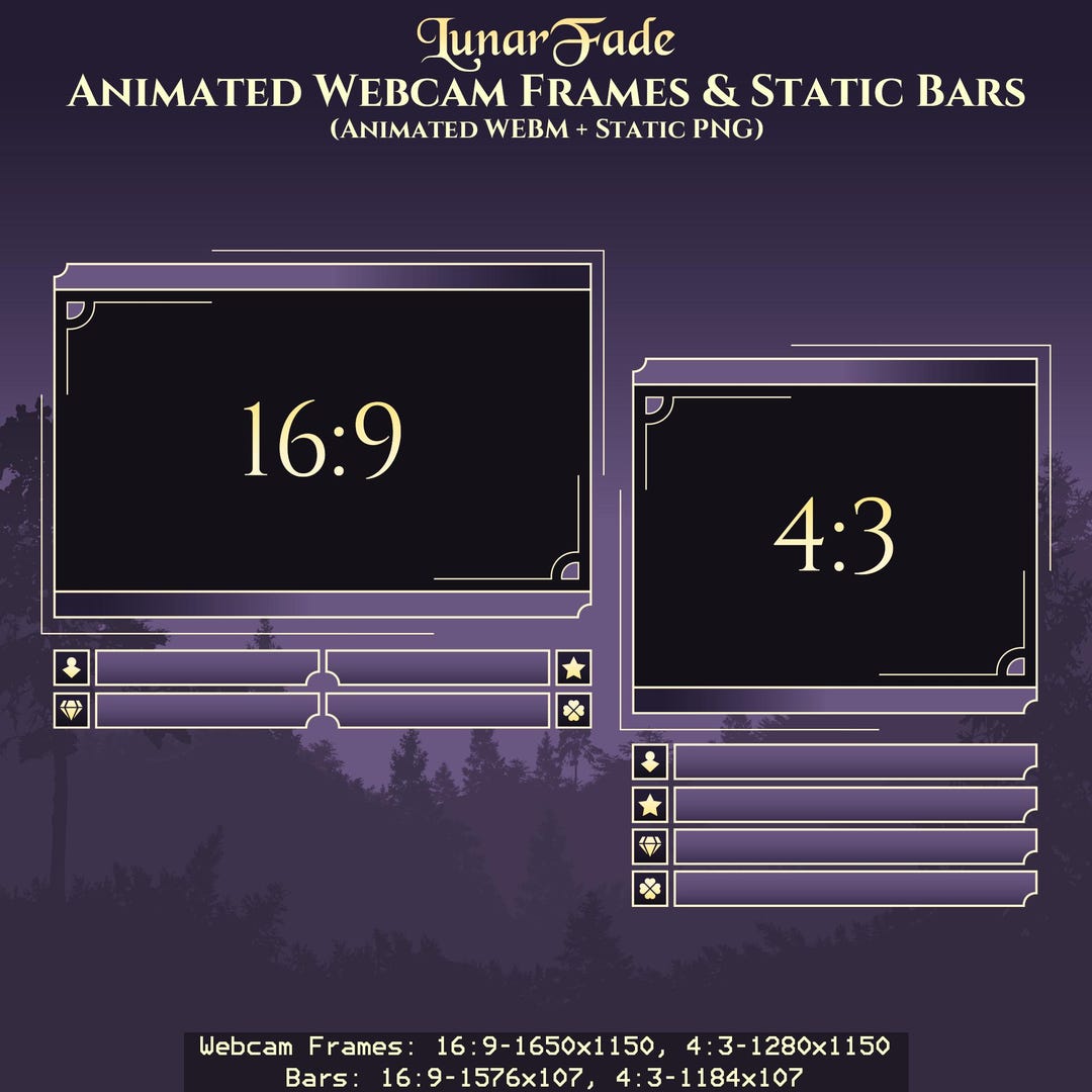Lunarfade - Animated Purple & Gold Webcam Frames and Static Bars ...
