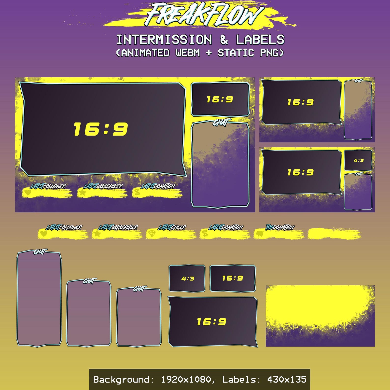 Animated Intermission and Labels, Just Chatting - FREAKFLOW - Yellow ...