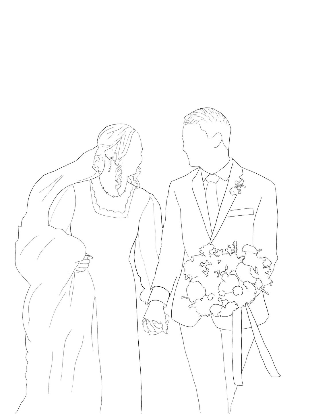 Digital Couples Sketch, Custom Couples Portrait, Personalized Sketch ...