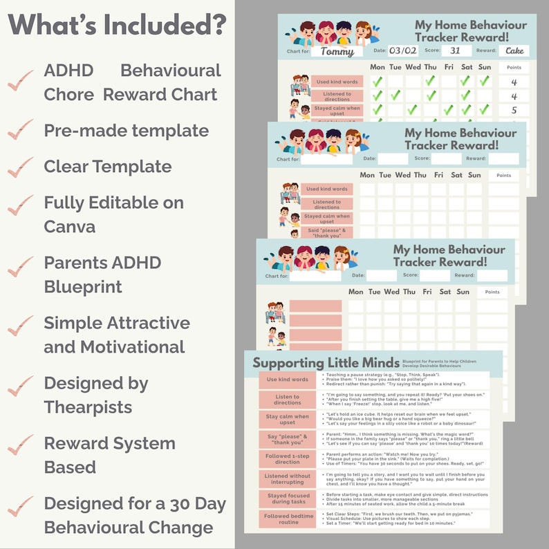 ADHD - Home Behaviour Reward Chart (6-11 Years Old) - Etsy