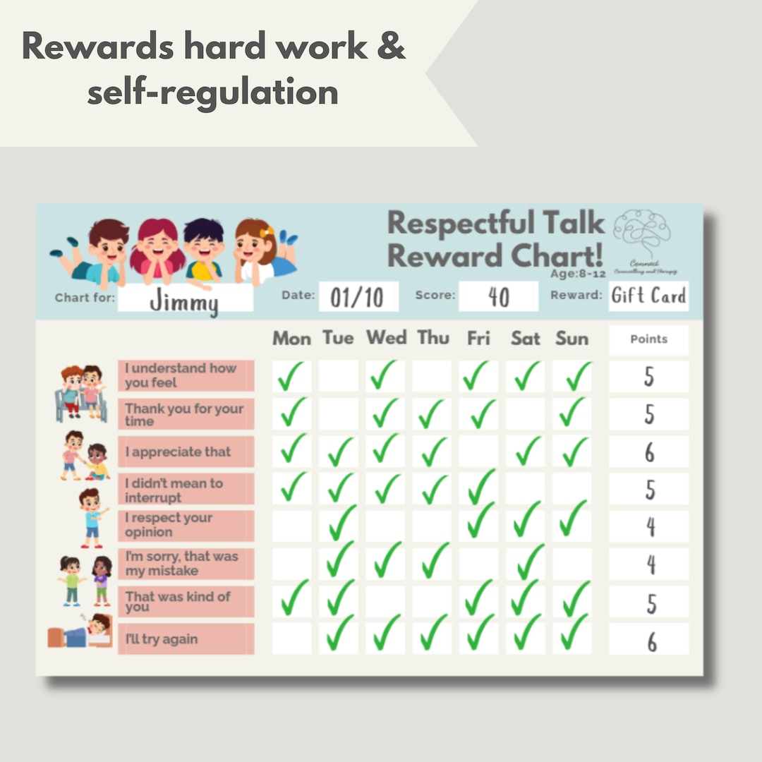 Using Nice Words - Reward Chart (from 3 to 16 Years) - Etsy