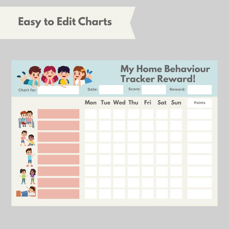 ADHD - Home Behaviour Reward Chart (6-11 Years Old) - Etsy