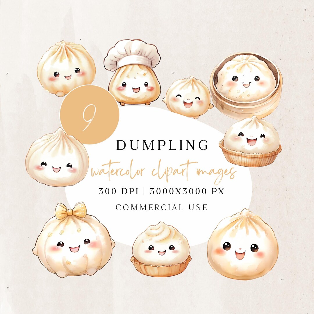 Knoedel Clipart, Schattige Knoedel PNG, Aquarel Aziatisch Eten Graphics ...