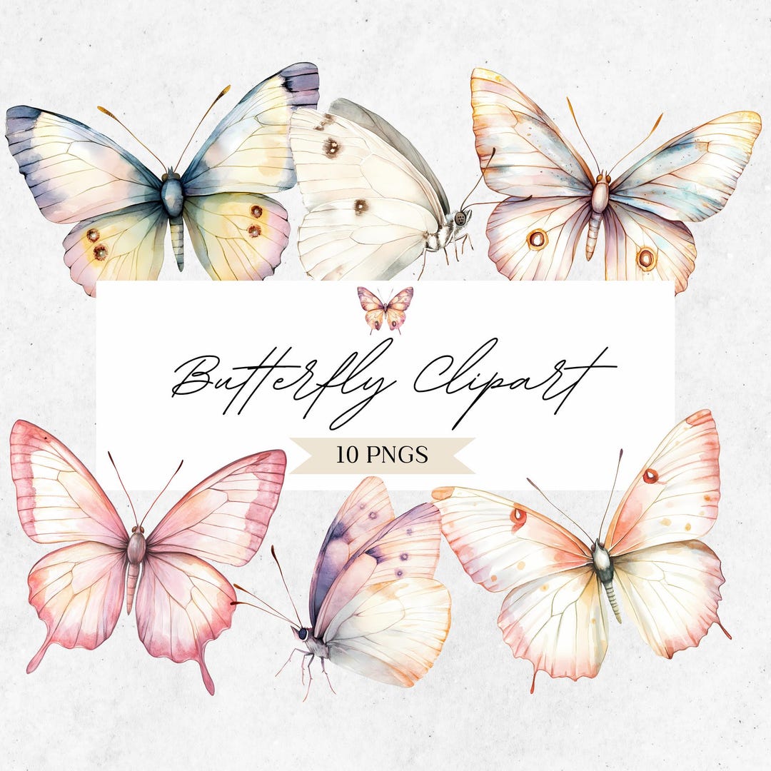 Pastel Butterflies Clipart - Watercolor Simple Butterfly - Garden ...