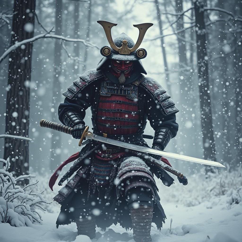 Samurai Warrior in the Snow Forrest - Etsy