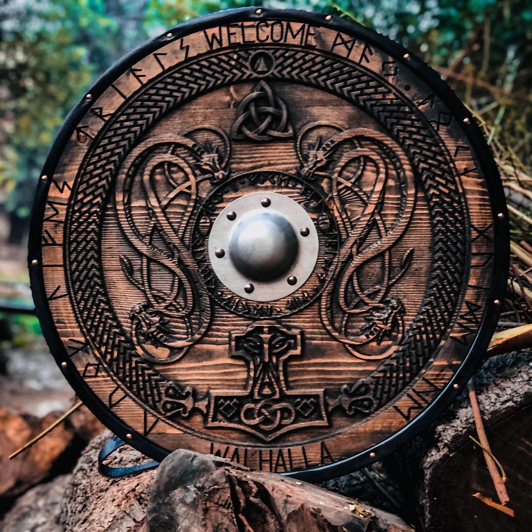 Custom Viking Shield, Medieval Round Shield, Carved Viking Gift, Wall ...