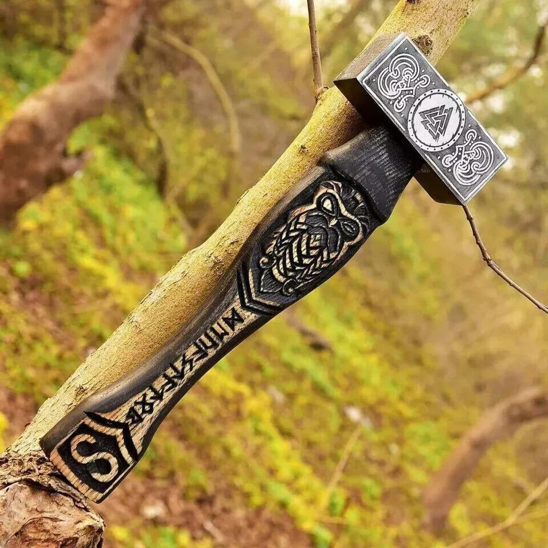 Handcrafted Norse War Hammer | Viking Mjolnir Hammer | Custom Engraved ...