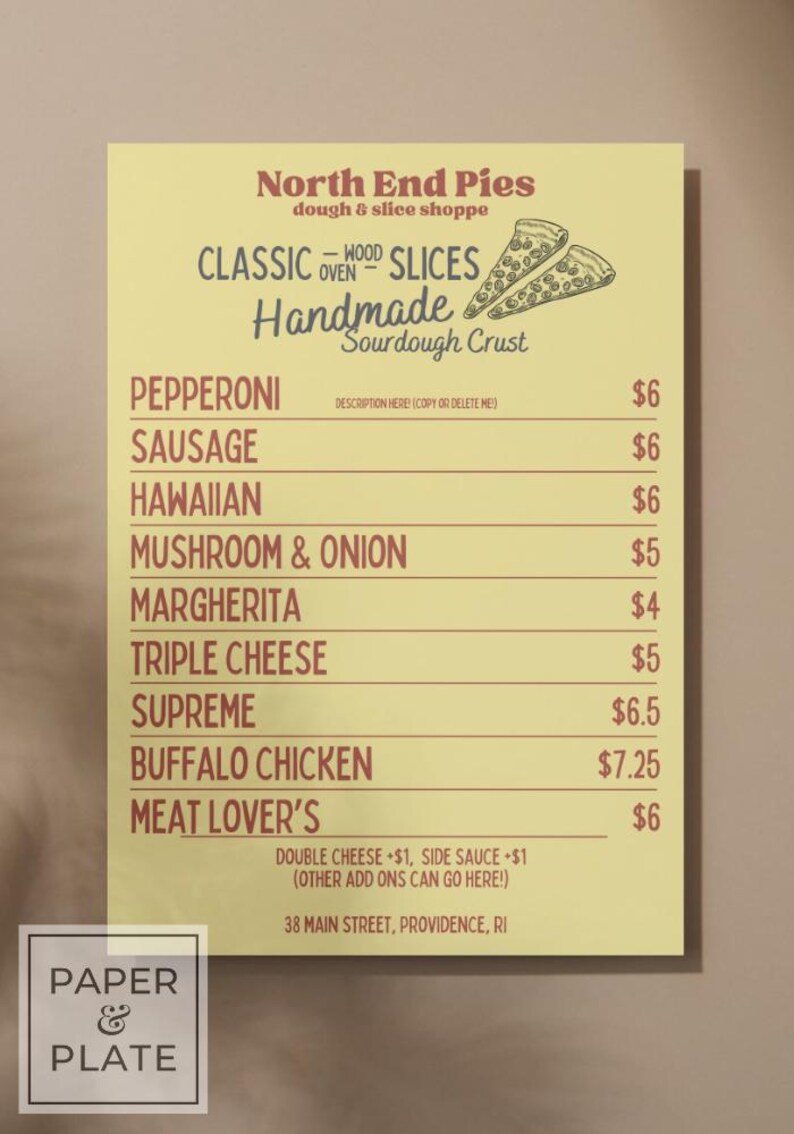 Pizza Restaurant Menu Template – Canva – Customizable, Editable ...