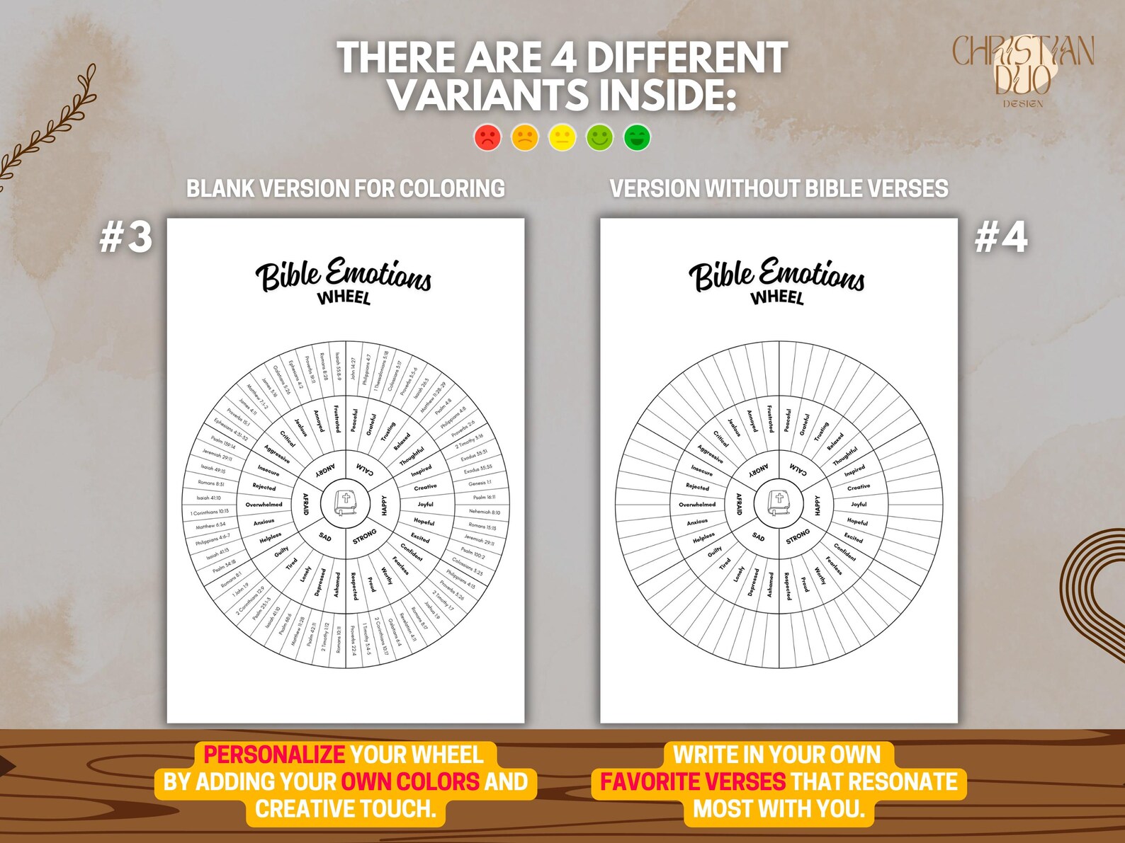 Bible Feelings Wheel - Printable Emotions Wheel With Bible Verses to ...