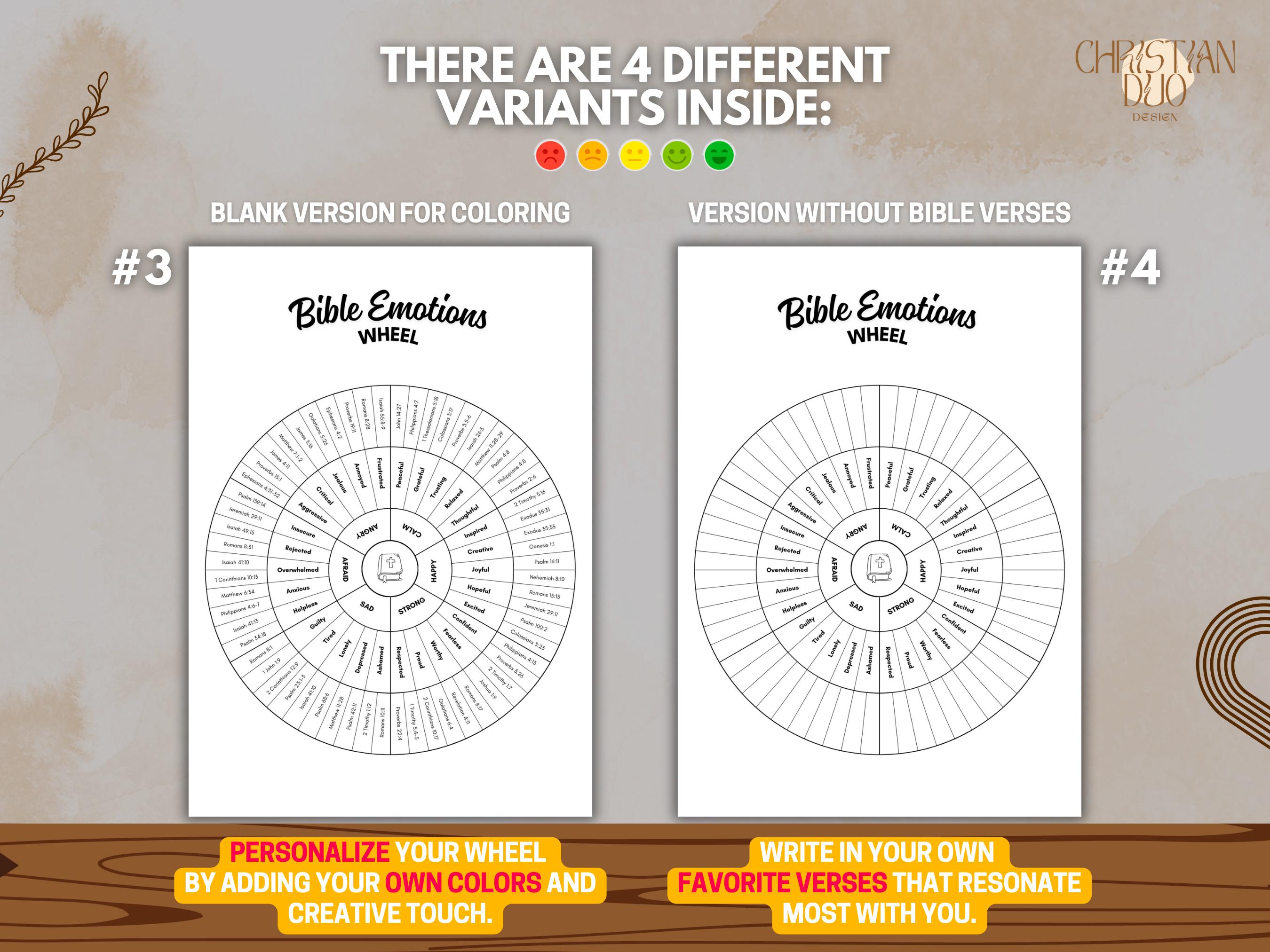 Bible Emotions Wheel - Printable Feelings Wheel With Bible Verses to ...