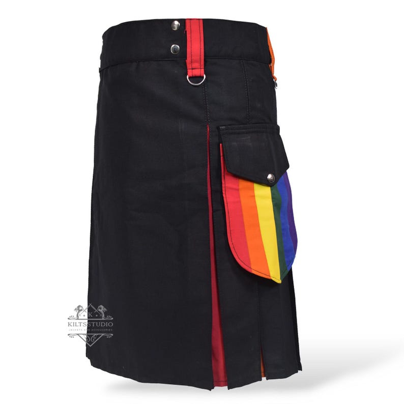 Men's Rainbow Pride Kilt – Handmade Scottish LGBT Hybrid Utility Kilt ...