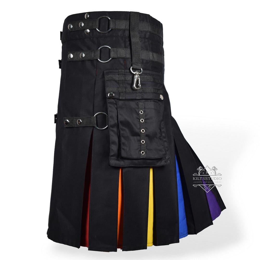 Scottish Rainbow Hybrid Pride Kilt – Scottish LGBT Gay Kilt Modern ...