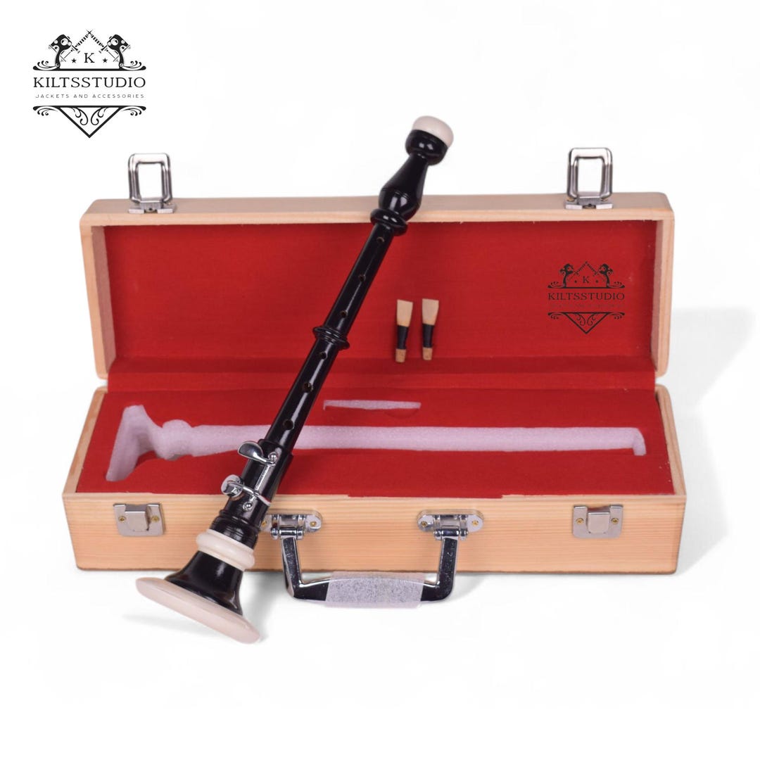 Handcrafted Black Bombard Chanter Wooden Musical Instrument With Two ...