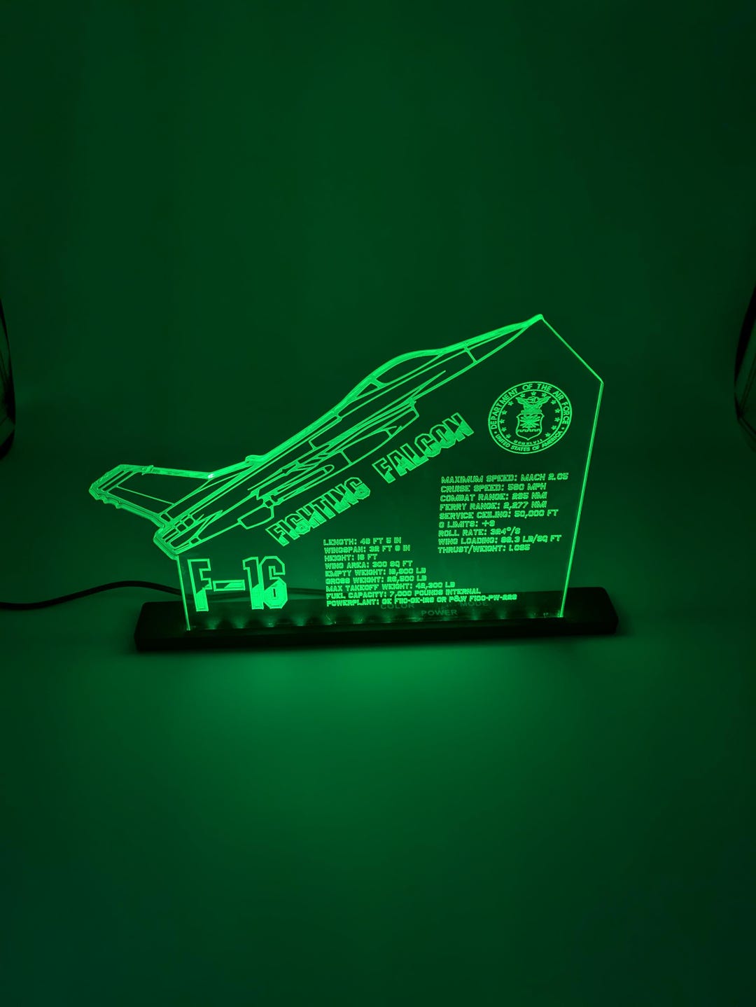 F-16 Fighting Falcon Aircraft Acrylic RGB LED - Etsy