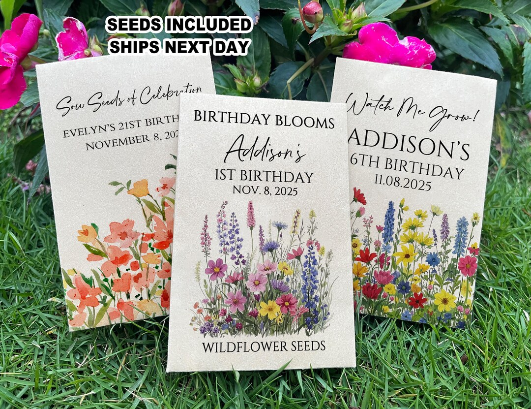 Birthday Blooms Seed Packets/personalized Birthday Favors for Guests/1st Birthday Gifts/sweet 16 ...