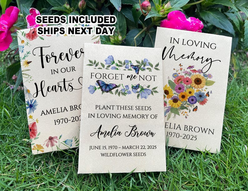 Memorial Seed Packets/in Loving Memory Funeral Favors/celebration of ...