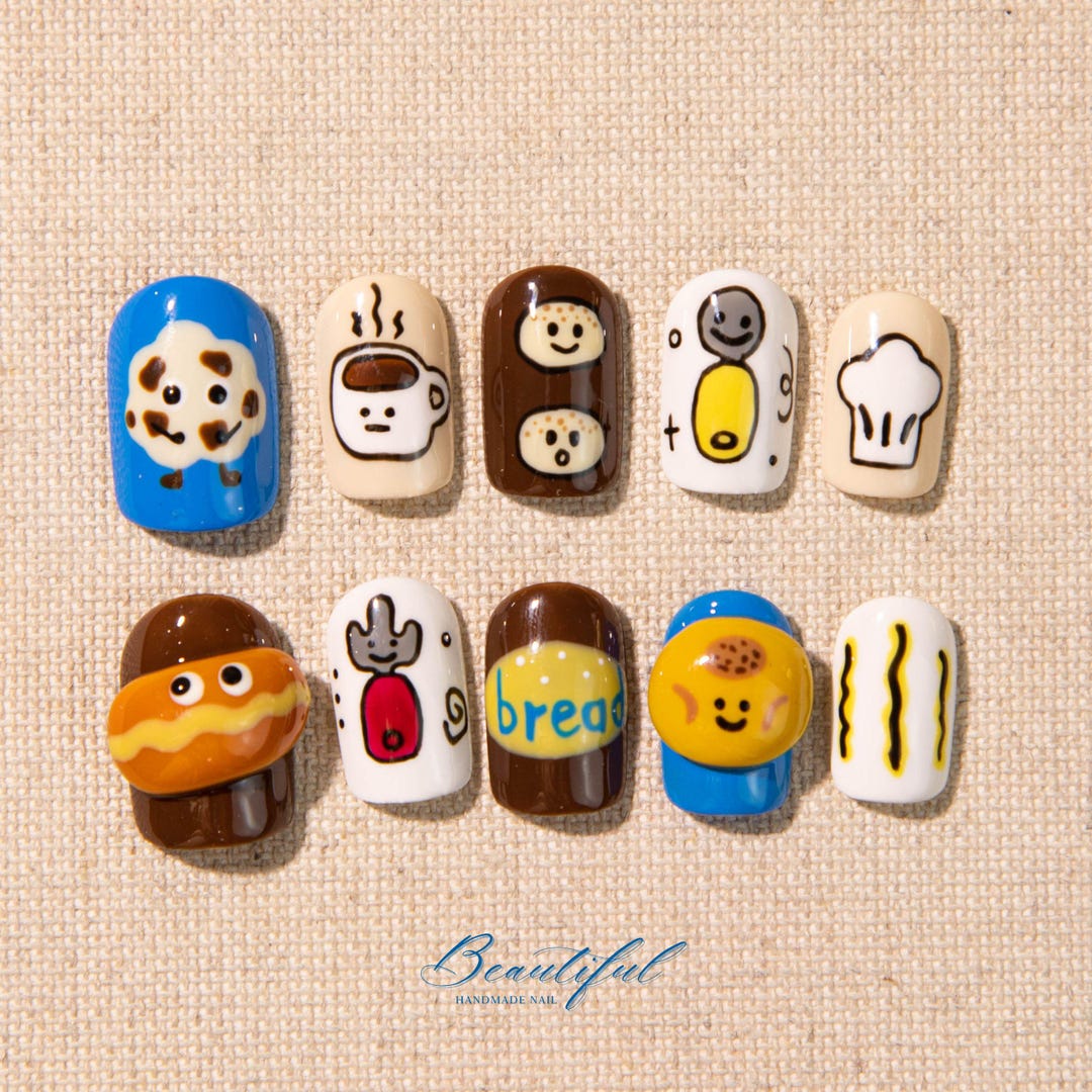 Mini Gourmet Nail Set/coffee and Baking Time Nails/cookies, Coffee Cups ...