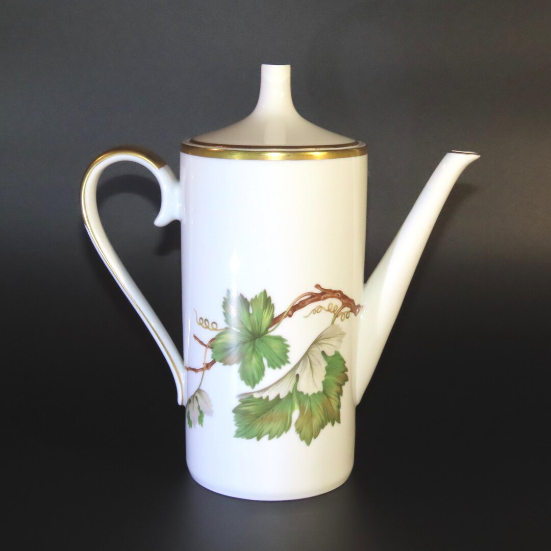 Coffee Pot Hackefors Swedish Porcelain Scandinavian Vintage Grape Vine ...