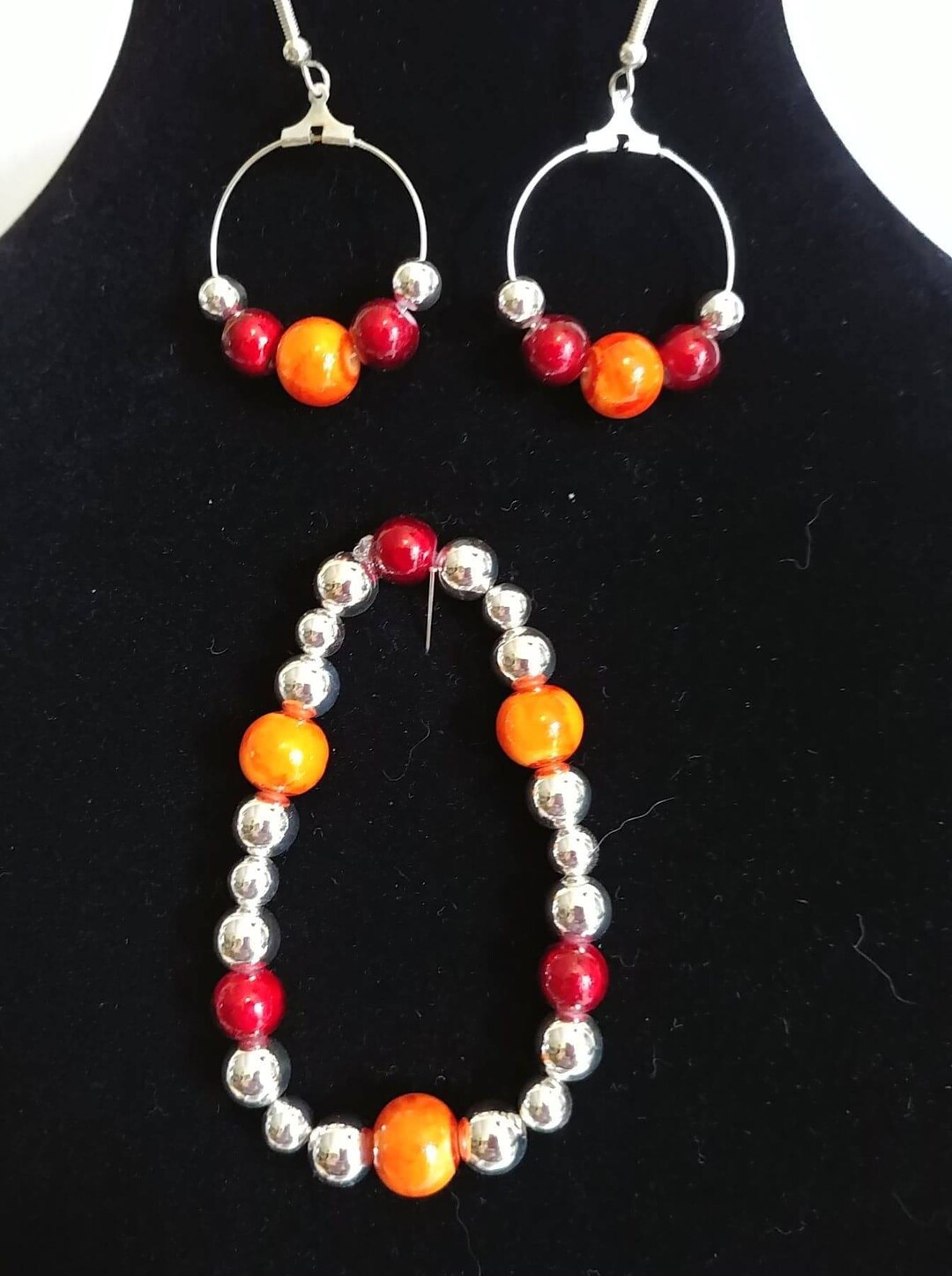 New, Handmade, Virginia Tech Colors, Hokies, Bracelet and Earrings Set ...