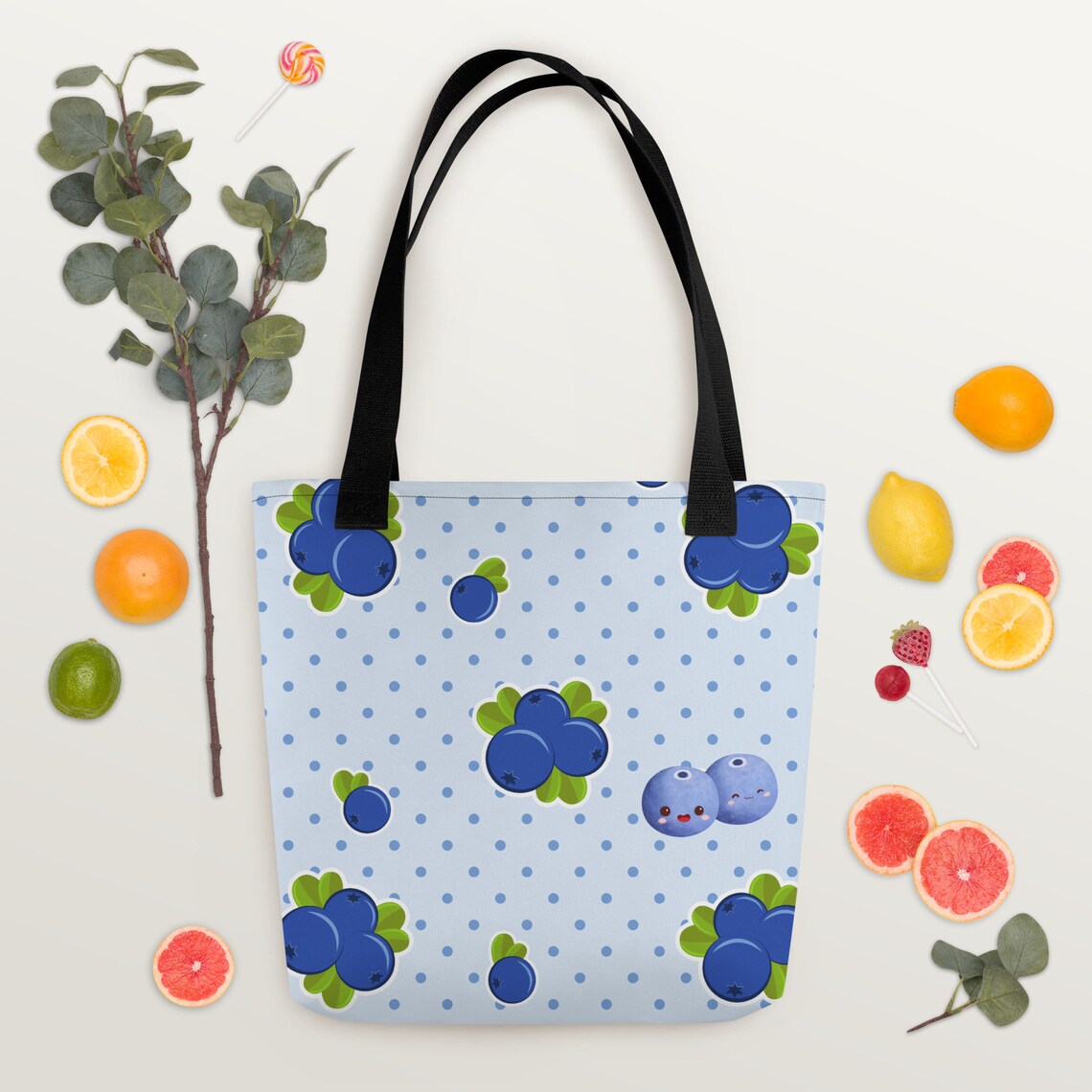 Blueberry Tote Bag, Kawaii Adorable Handbag for Women, Teens, Girls ...