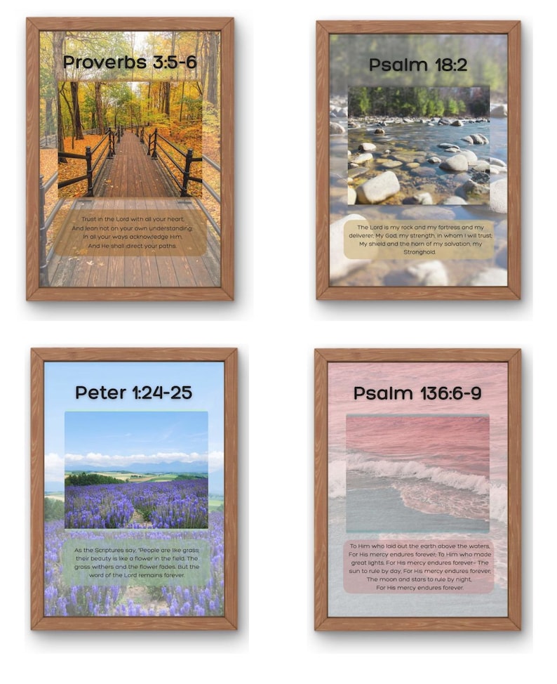 Inspirational Bible Verse Wall Art Set //christian Scripture Digital ...