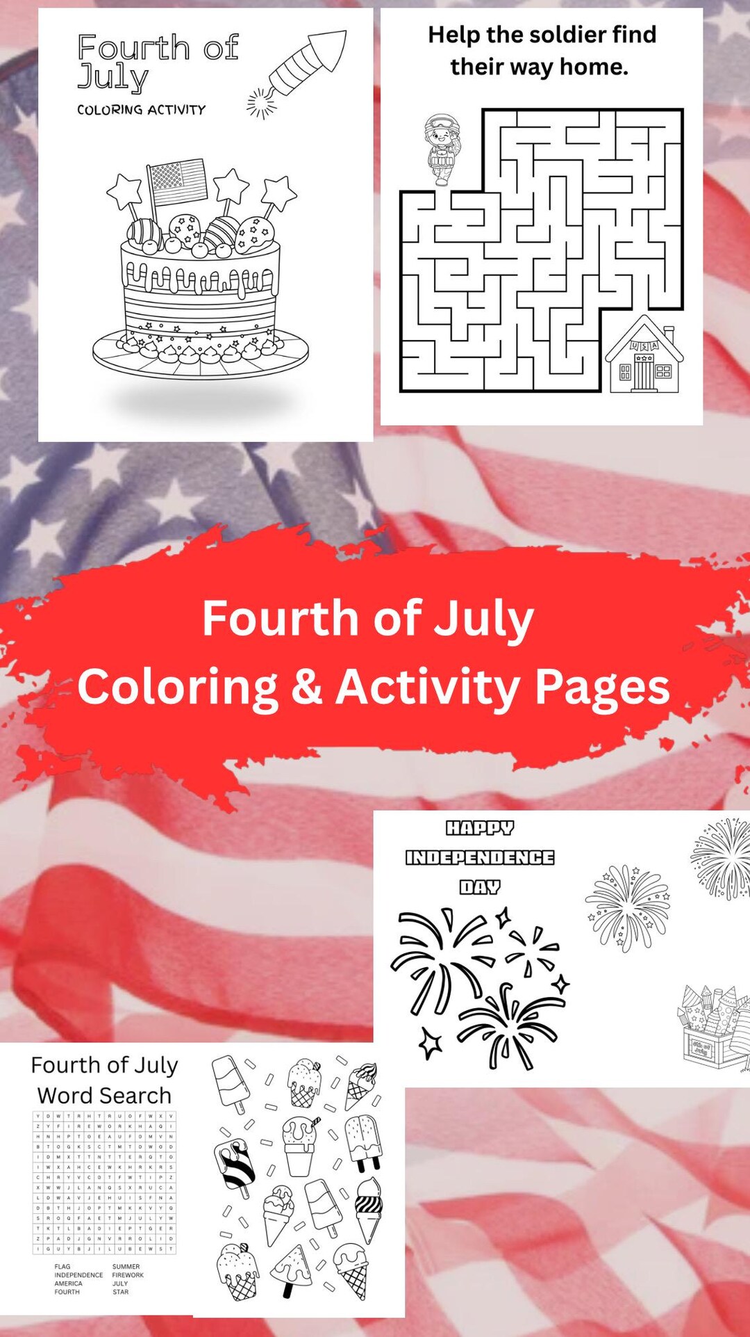 Patriotic 4th of July Coloring Pages + Activity Sheets for Kids ...
