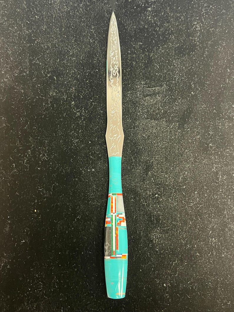 Stainless Steel Turquoise Inlay Letter Opener - Etsy
