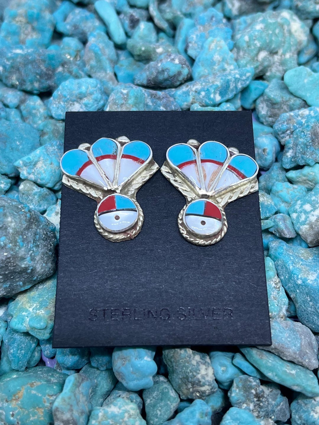 Handmade Native American Multi-stone Inlay Zuni Face Sterling Silver ...