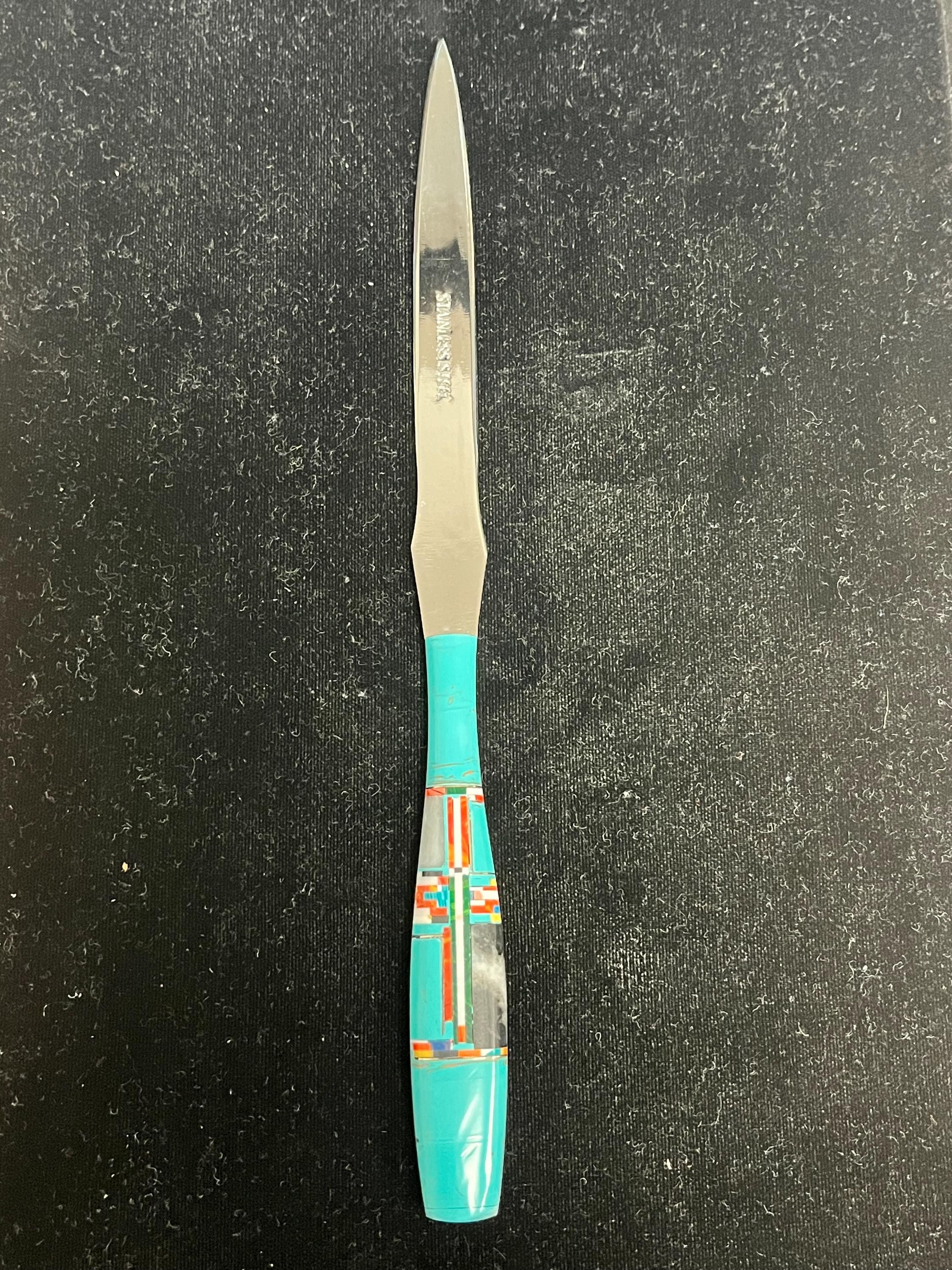Stainless Steel Turquoise Inlay Letter Opener - Etsy