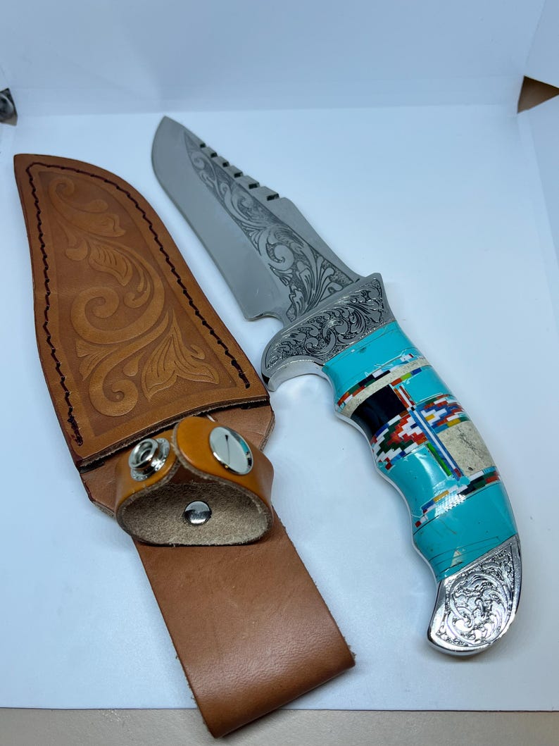 10.5 Inches Length Handmade Turquoise Inlay Native American Navajo ...