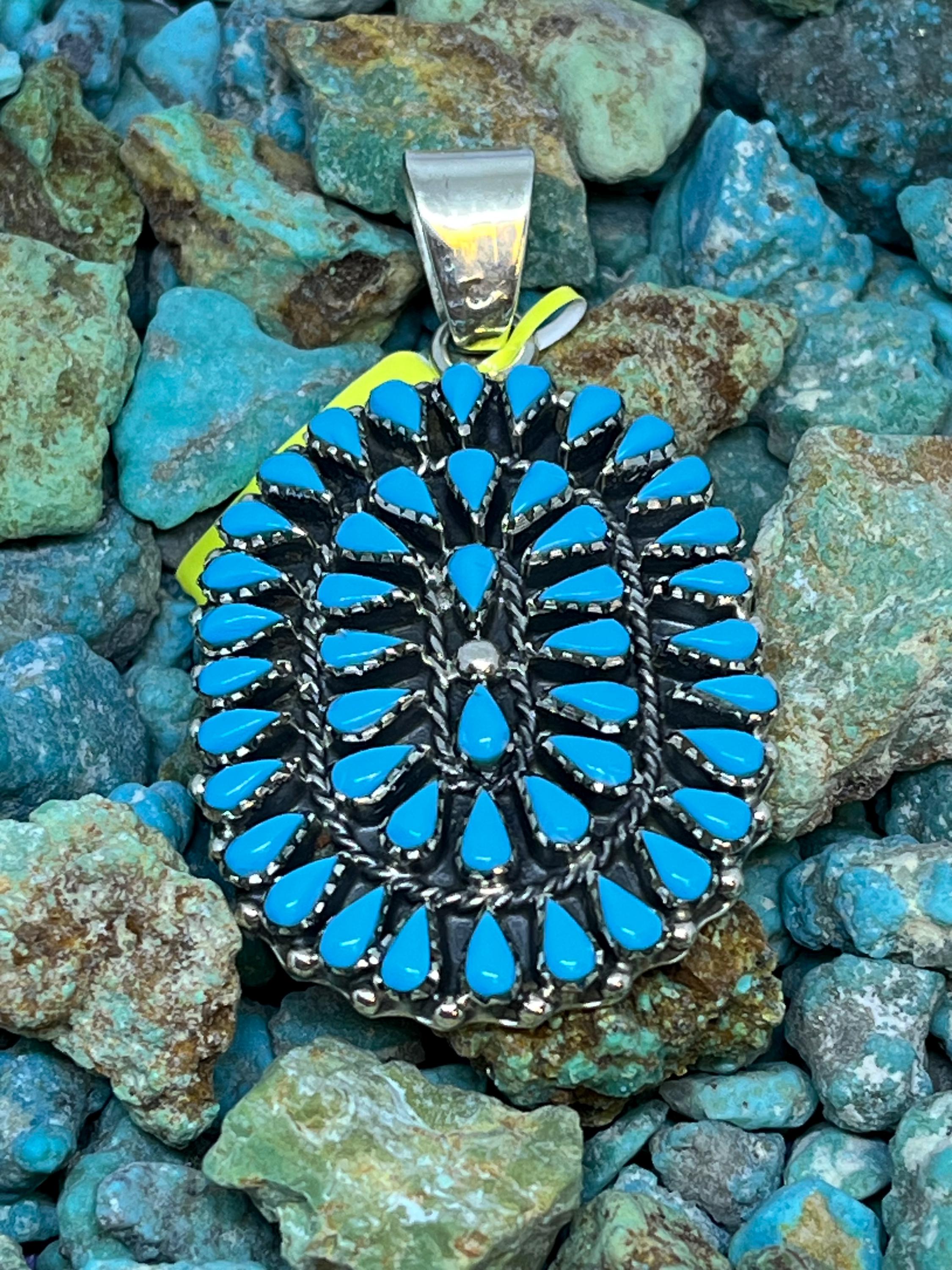 2.5 Inches Length Handmade Native Style Petit Points Turquoise Cluster ...