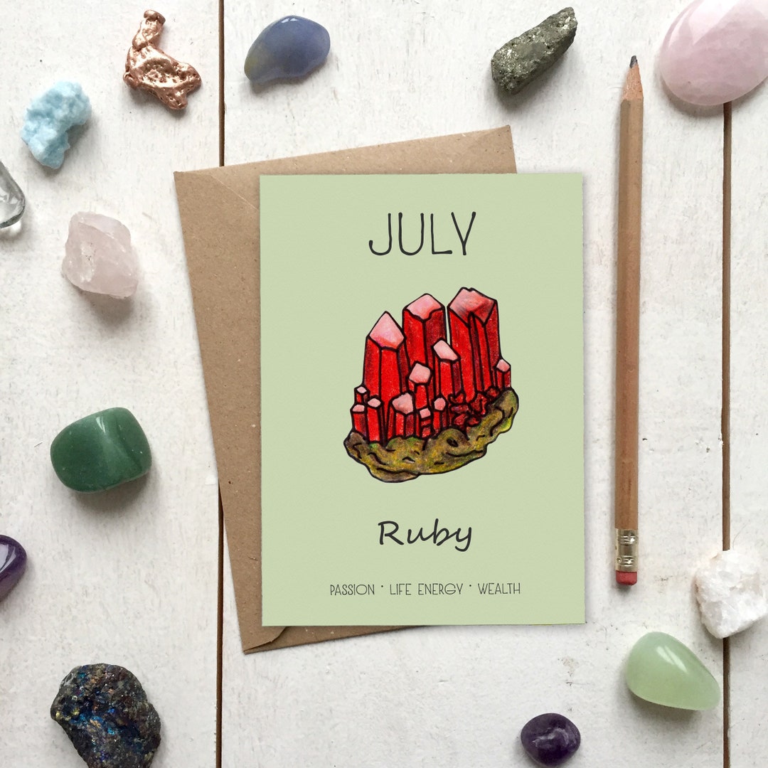 July Birthstone Ruby Illustration | Birthday | New Baby Card - Etsy UK