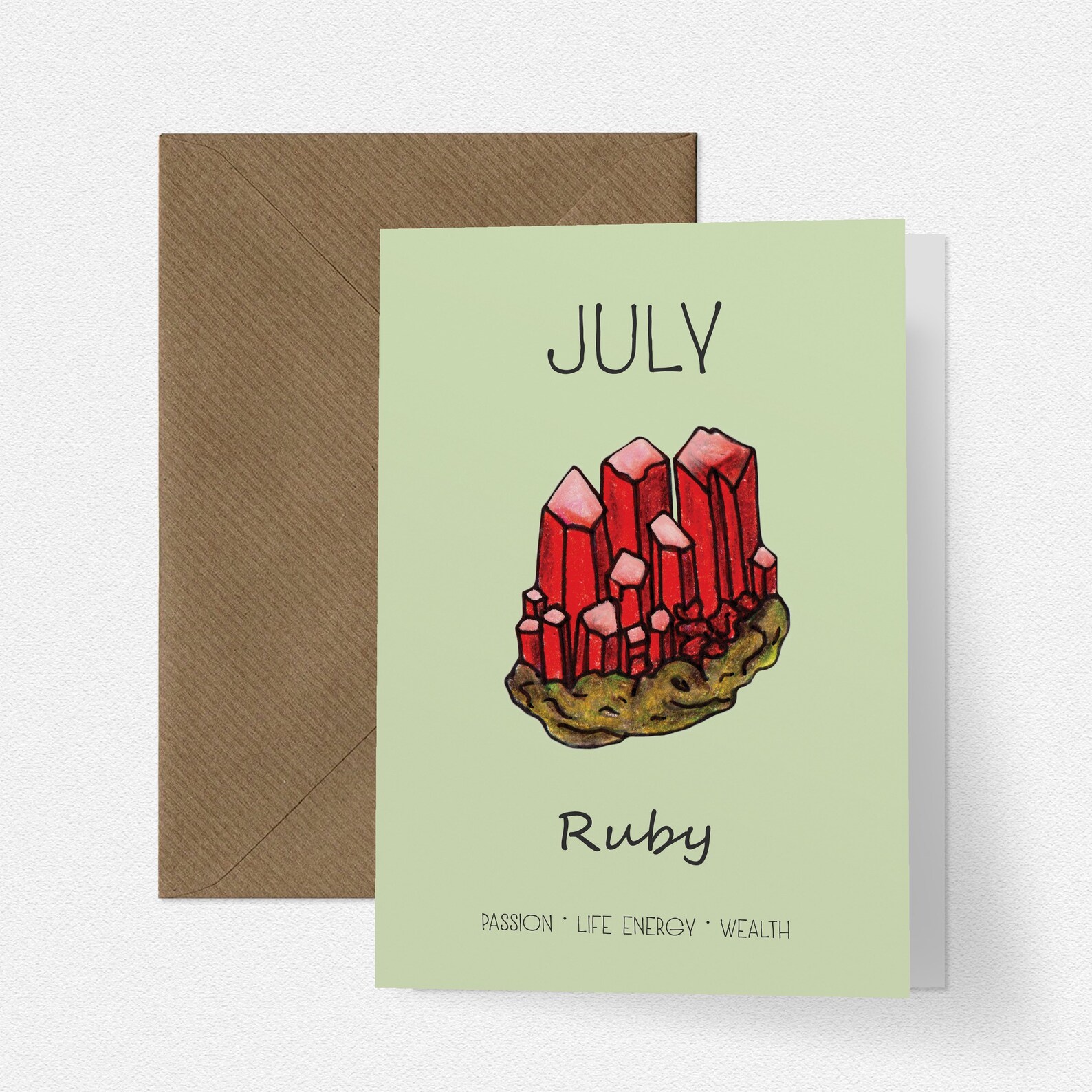 July Birthstone Ruby Illustration | Birthday | New Baby Card - Etsy UK