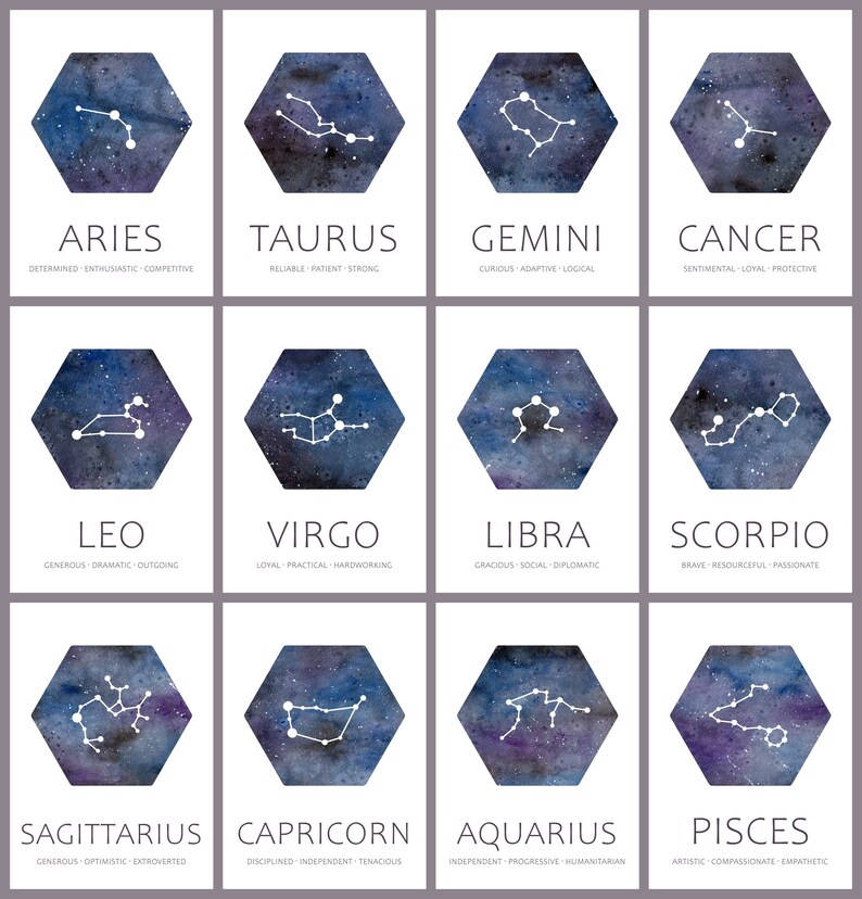 LEO Star Sign Constellation Galaxy Illustration Birthday New Baby Card ...