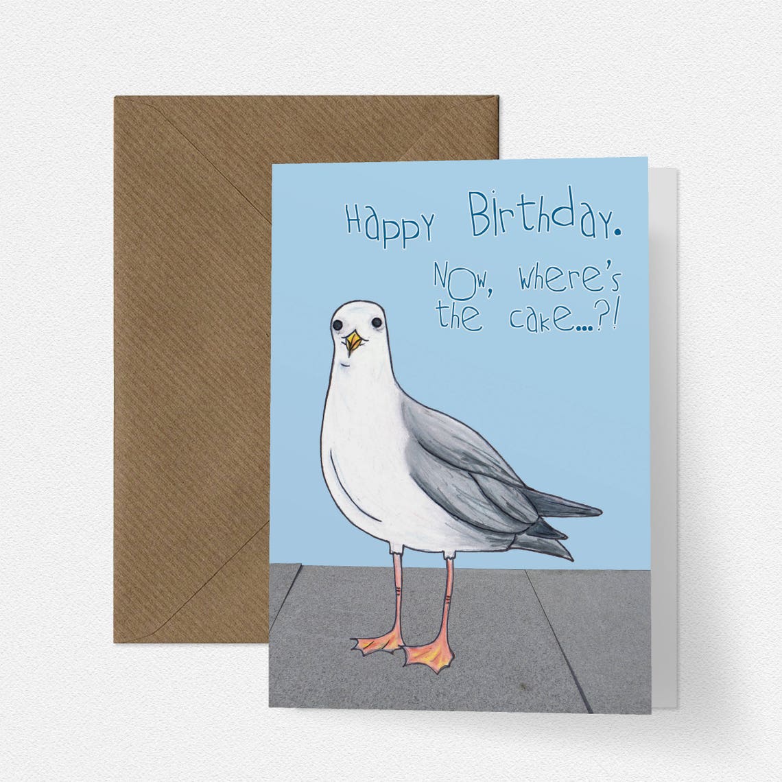 Naughty Seagull Birthday Cake Card - Etsy UK