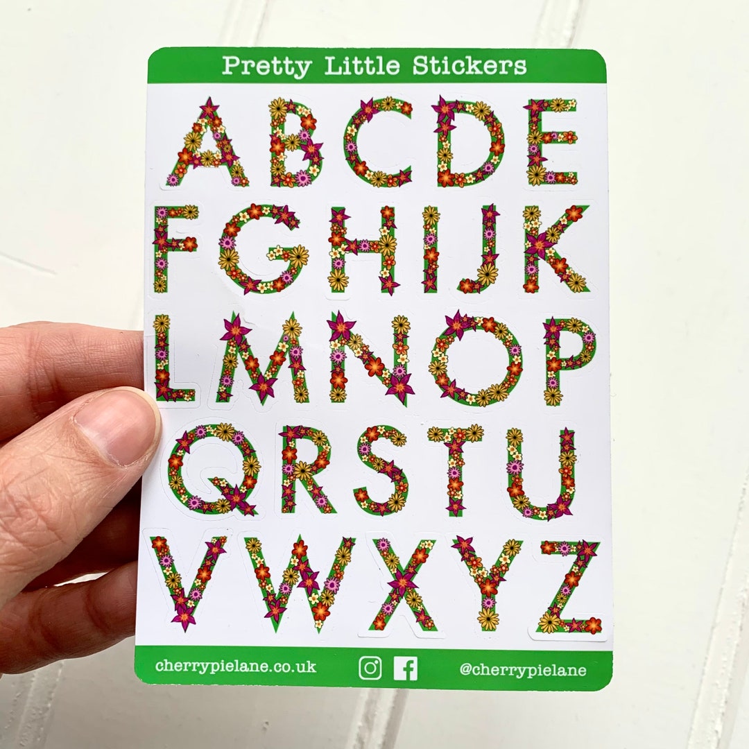 Floral Alphabet Glossy Pretty Little Stickers - Etsy
