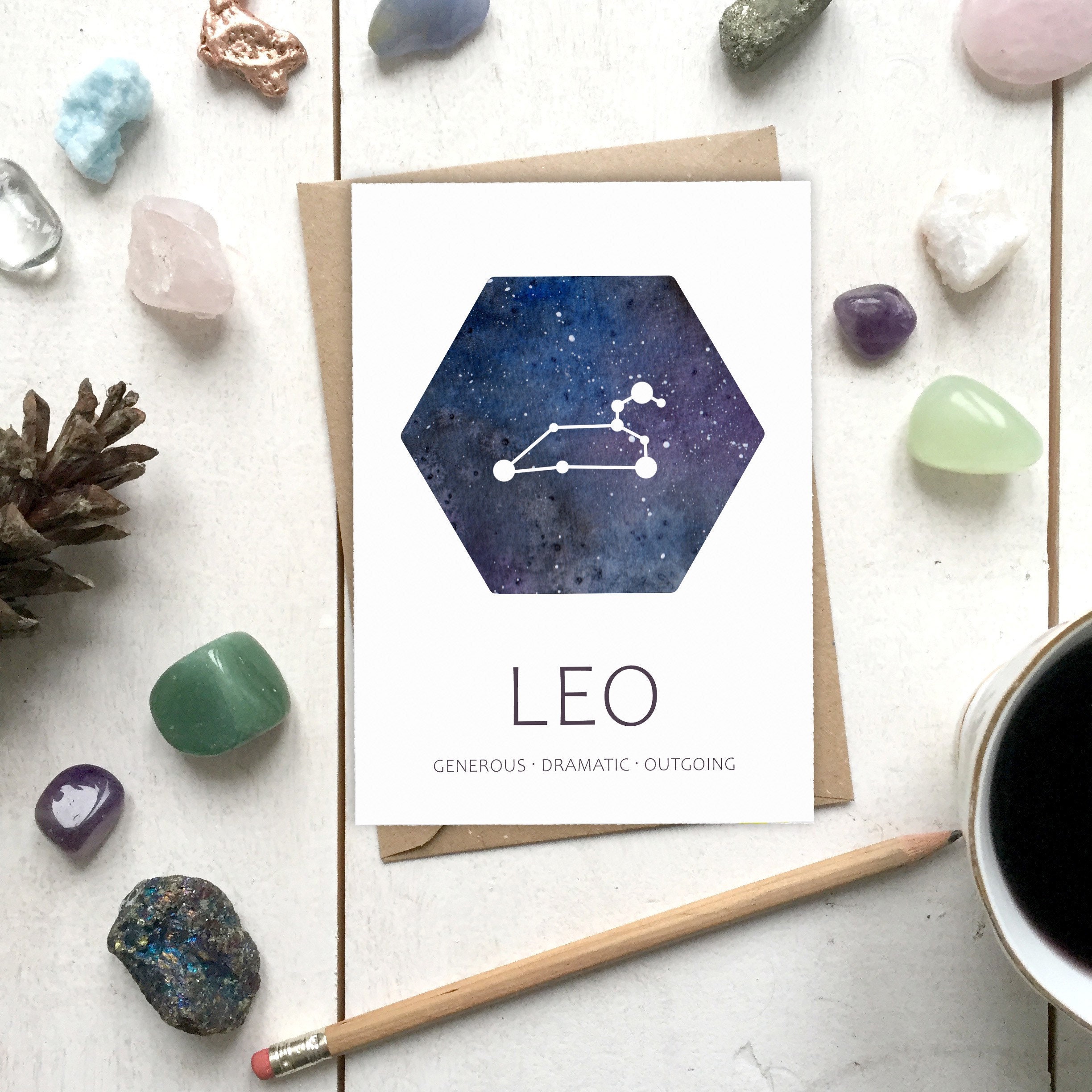 LEO Star Sign Constellation Galaxy Illustration Birthday New Baby Card ...