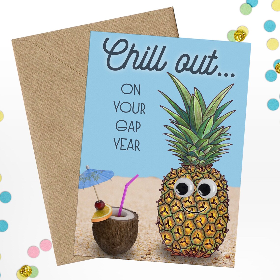 CHILL OUT on Your Gap Year Funny Pineapple Illustration Card - Etsy