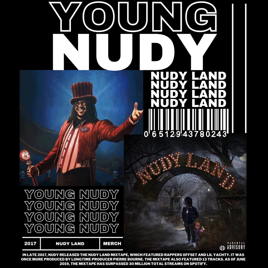 YOUNG NUDY T Shirt Design. PNG Digital 4500x5100 Px. Rapper, Hiphop ...