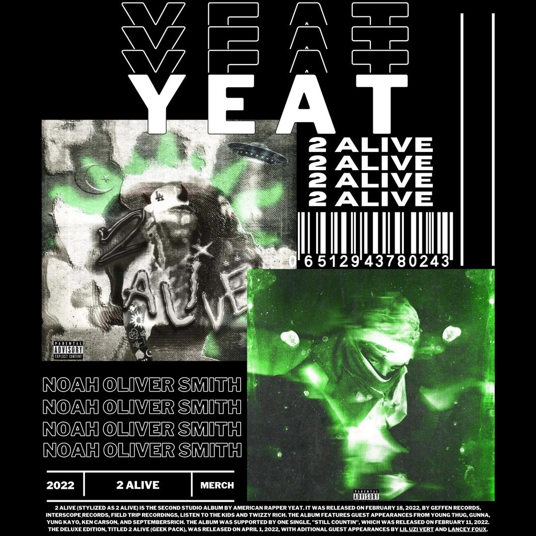 YEAT T Shirt Design. PNG Digital 4500x5100 Px. Rap, Rapper, Hiphop ...