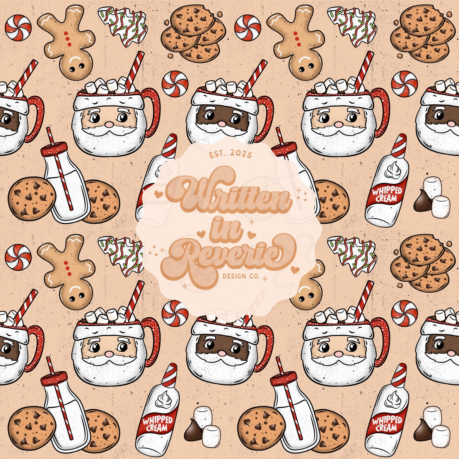 Christmas Hot Cocoa Seamless Pattern: Festive Digital Paper (PNG ...