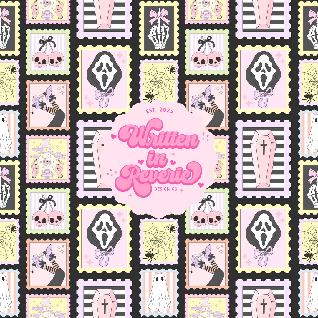 Coquette Goth Seamless Pattern | Pastel Halloween PNG (digital Download ...